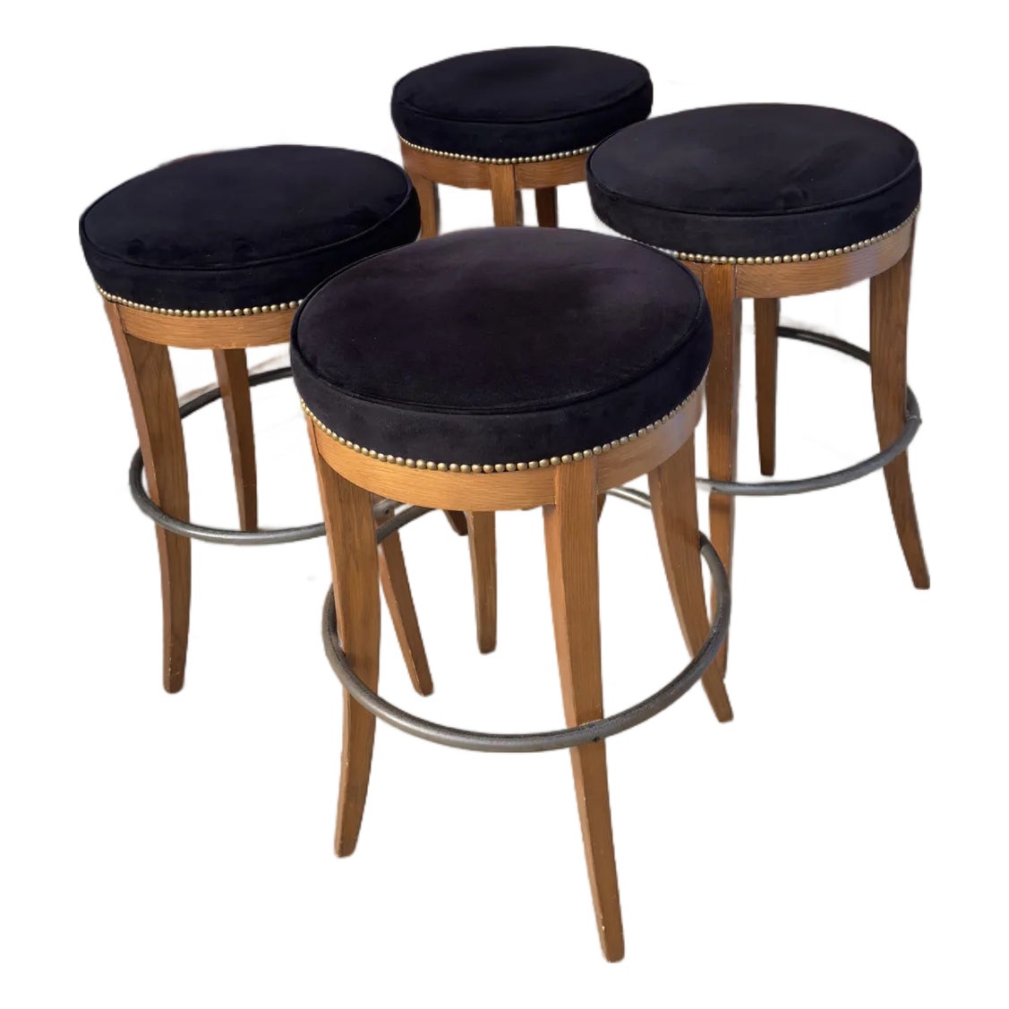 Swaim Custom Oak & Ultra-Suede Bar Stools – Set of 4 (Marshall Field’s ...