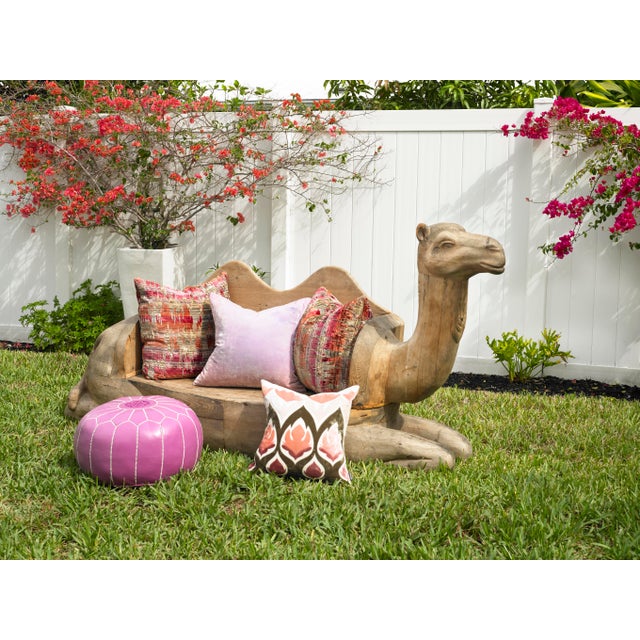 Vintage Teak Camel Wood Bench | Chairish