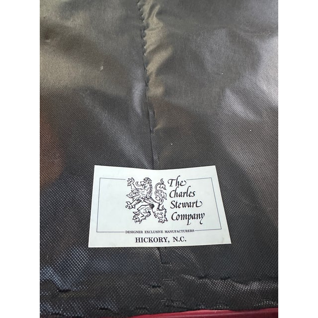 Charles Stewart Large Tufted Red Leather Ottoman/Coffee Table | Chairish