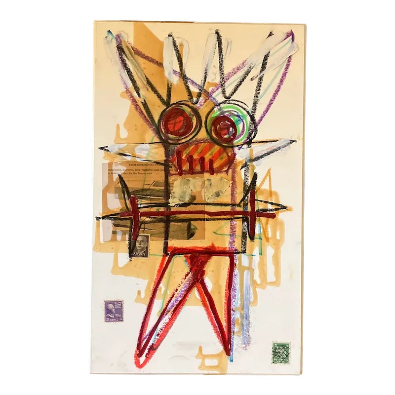 1980’s Vintage Original Wayne Cunningham Abstract Painting/Collage ...