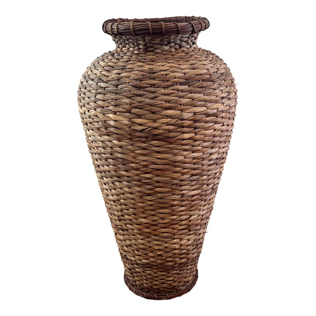 Large Decorative Wicker Vase | Chairish
