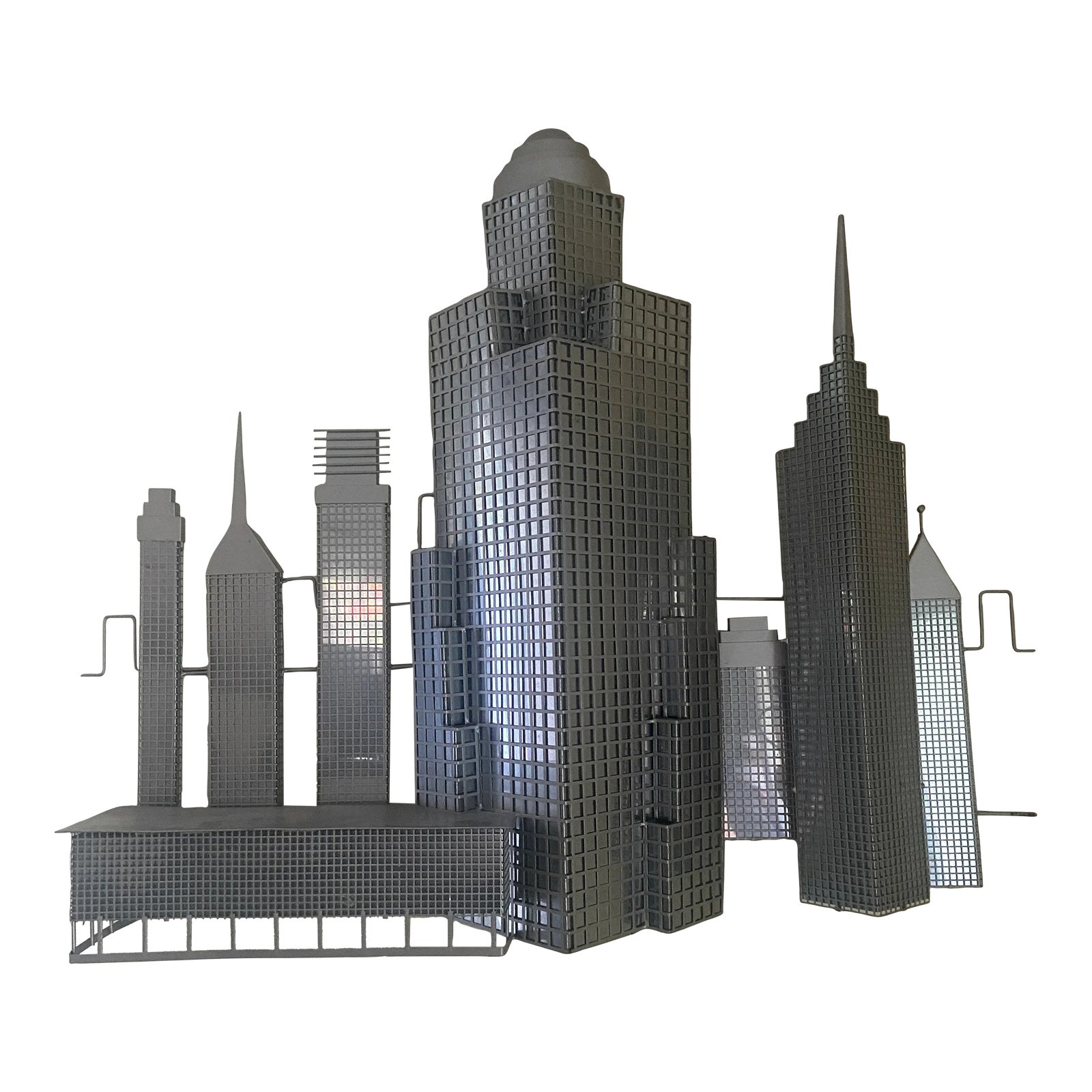 Modern Brutalist Metal Grid 3d Wall Art Sculpture C. Curtis Jere 1980s ...