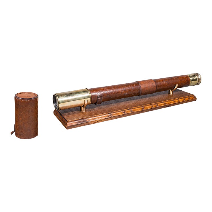Antique Explorer’s Telescope, English, Leather Dressed Spyglass ...
