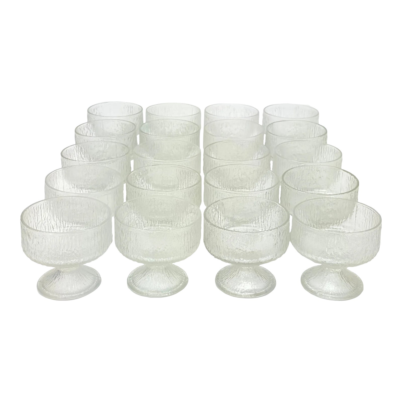 Mid-Century Modern Indiana Glass "Crystal Ice" Textured Dessert Bowls ...