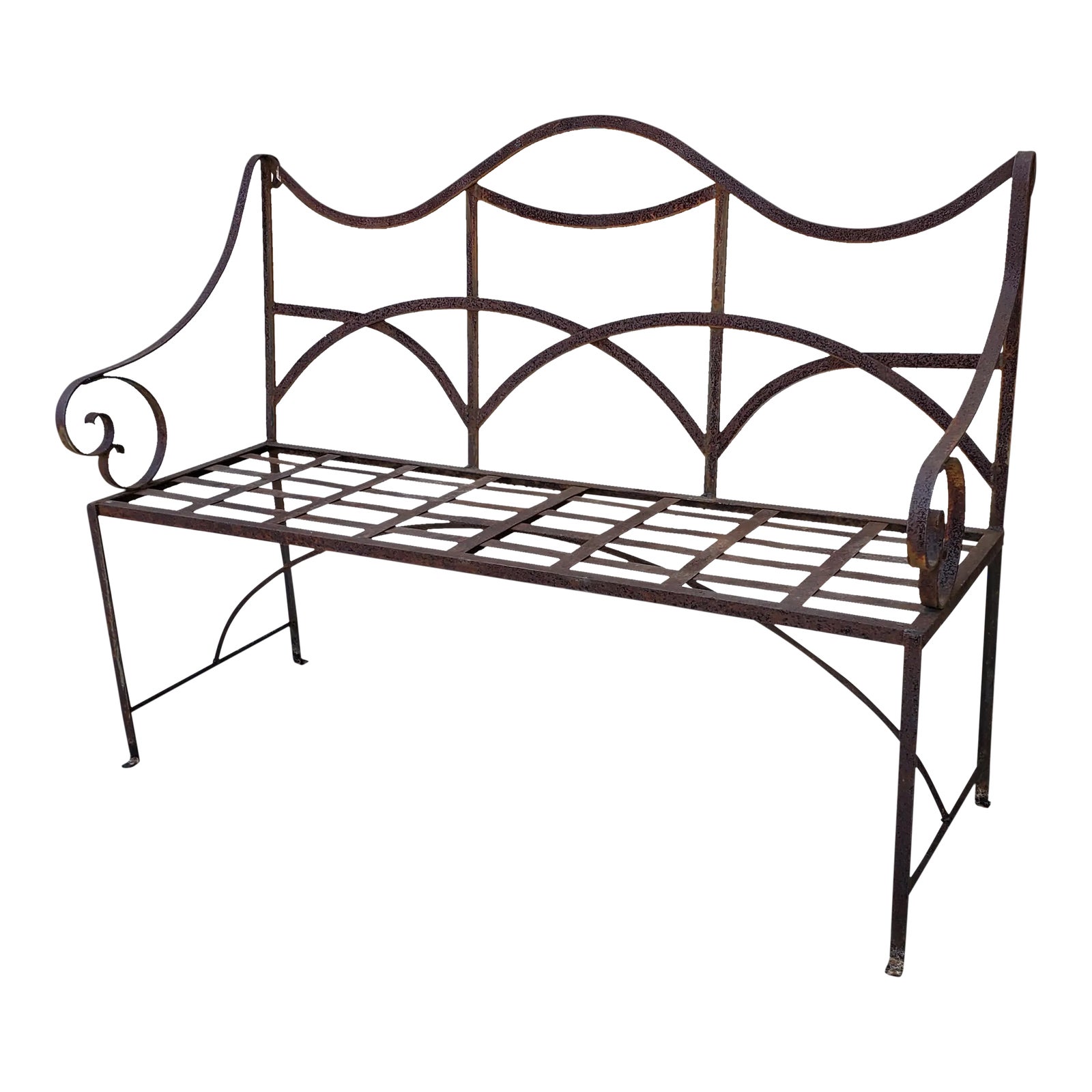 Antique 19th Century English Regency Wrought Iron Garden Bench | Chairish