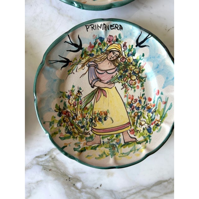 Set of 4 Casola Positano Italy Hand Painted Majolica '4 Seasons' Plates ...