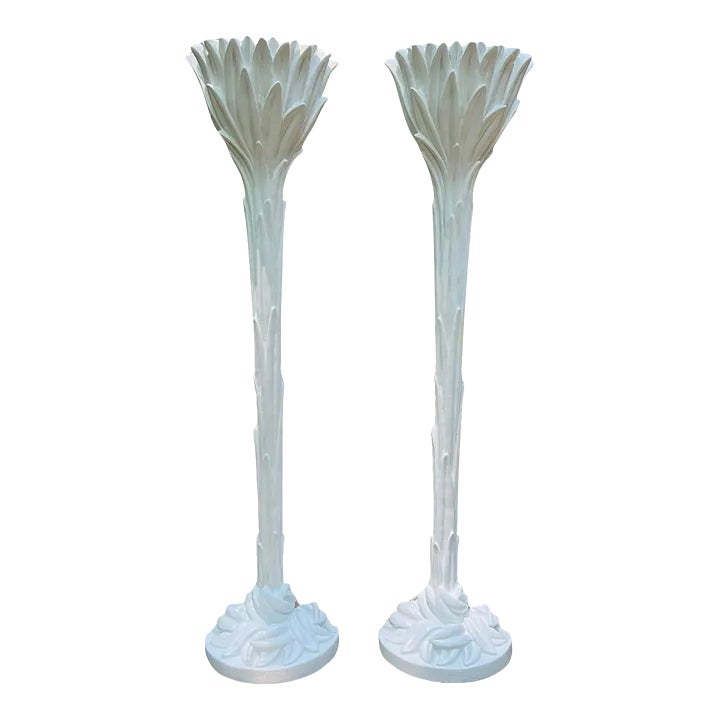 Serge Roche (French, 1898-1988) Pair Vintage Palm Tree Torchiere Lamps ...