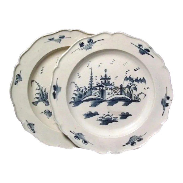 18th Century English Creamware Delft Blue and White Tin Glaze Pottery ...