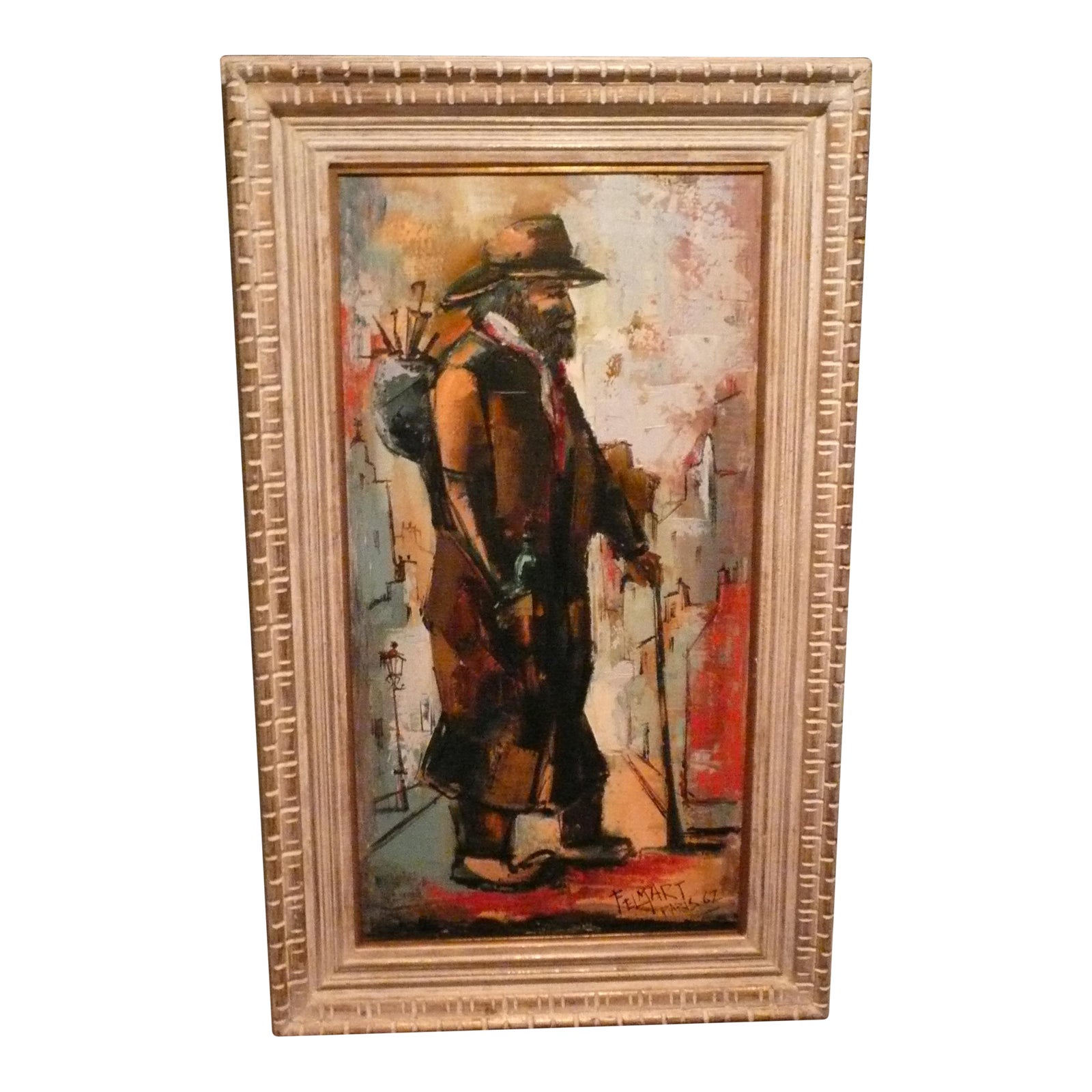 1960s Mid-Century Expressionist Oil Painting by Felmart — “Parisian ...