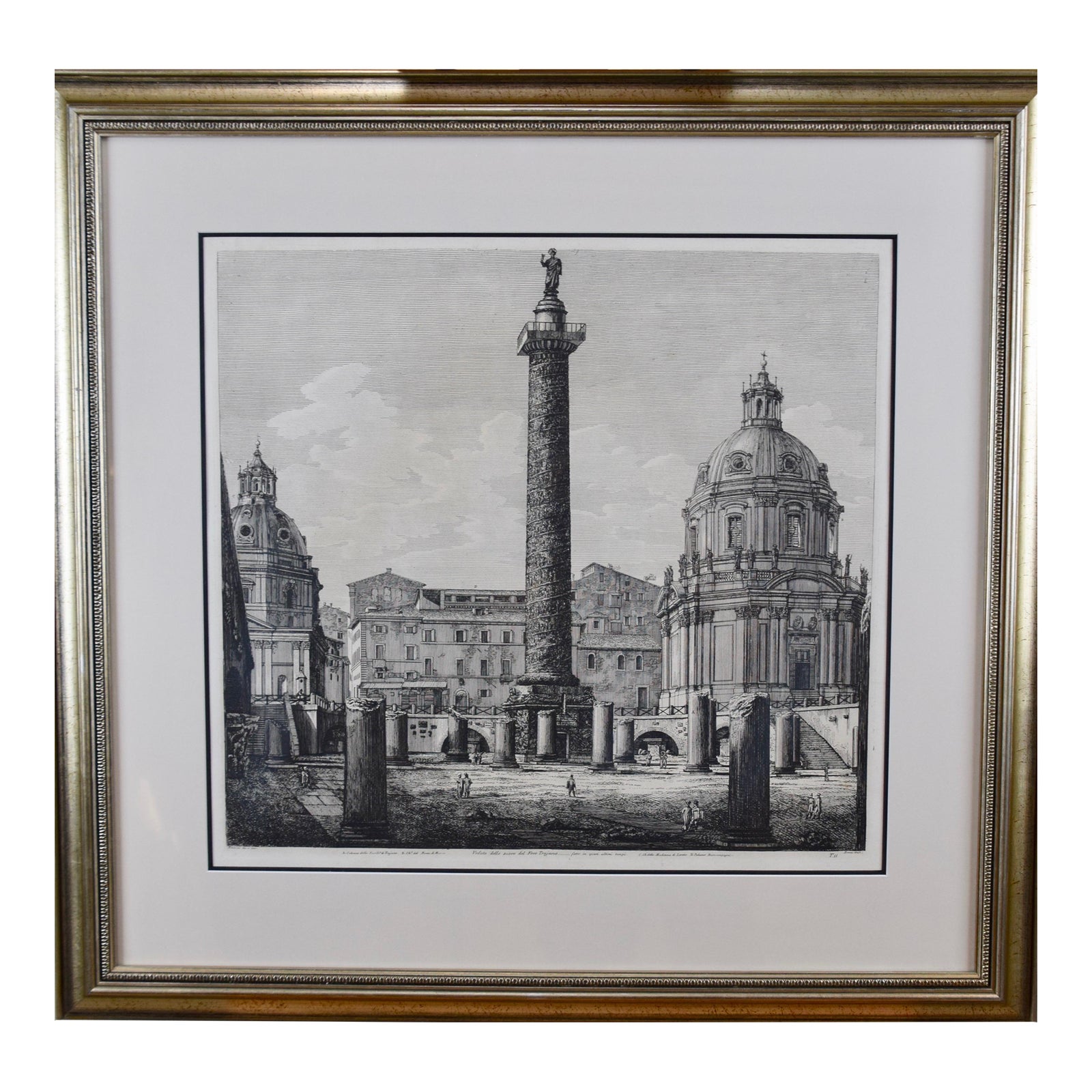 Luigi Rossini The Column of Trajan in Rome, 19th Century Framed Etching ...