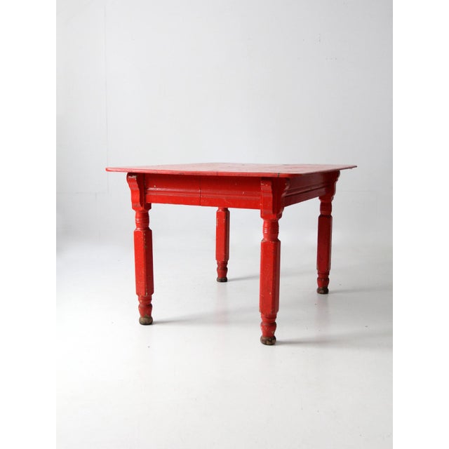 Antique Painted Red Table | Chairish