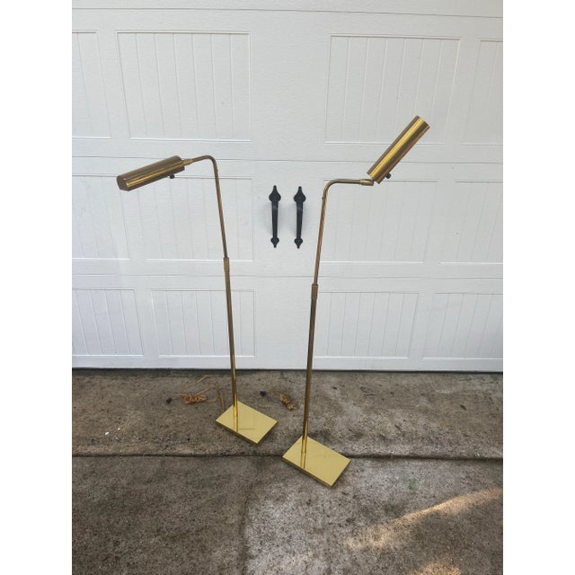 1970’s Anthony Howard for Koch & Lowy Brass Adjustable Pharmacy Floor Lamps, Pair | Chairish