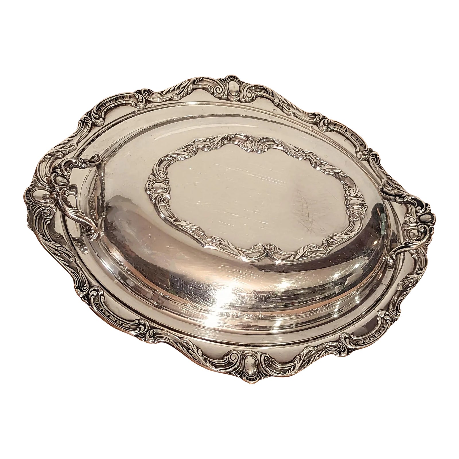 Ornate Silverplate Vegetable Dish With Cover, Circa 1950's | Chairish