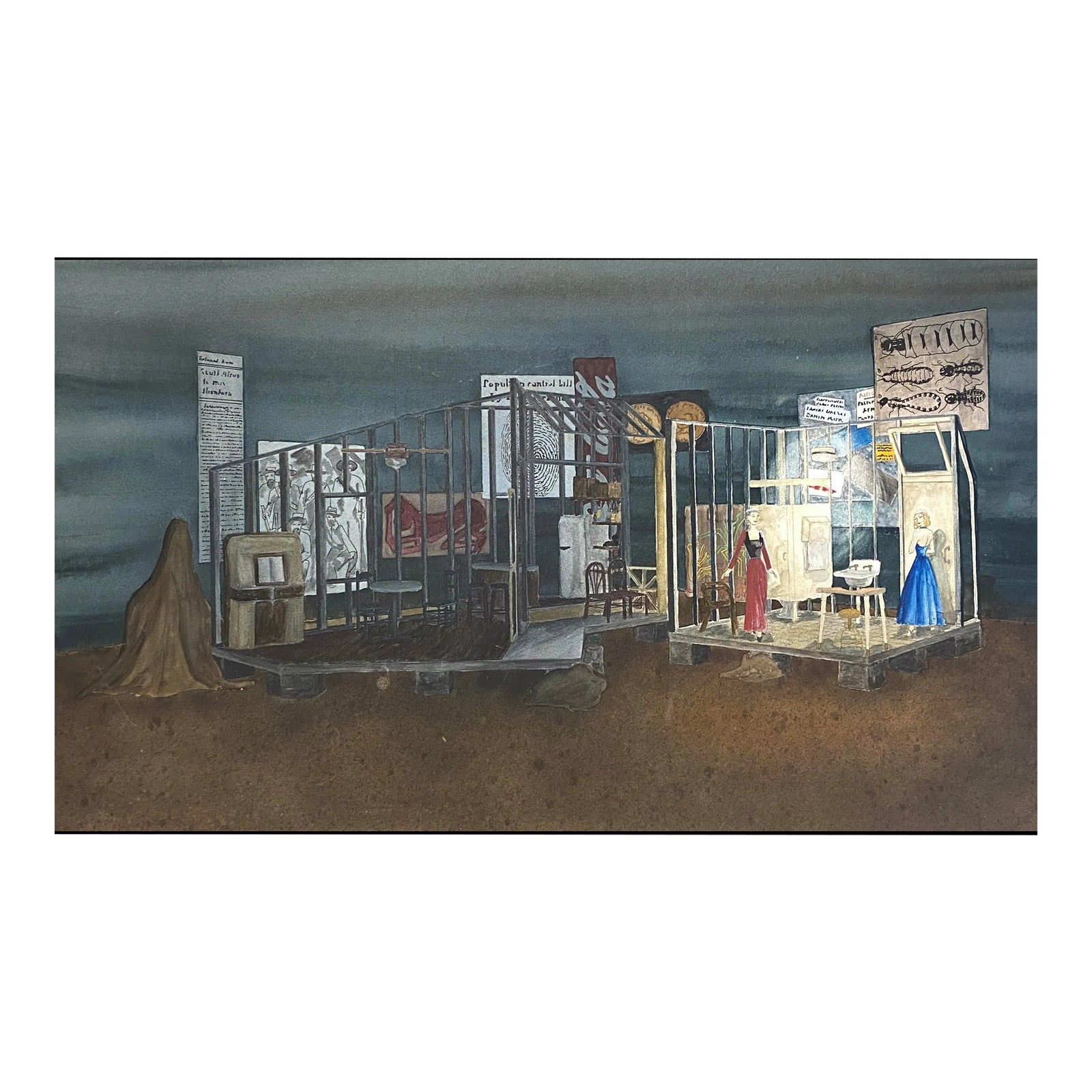 1986 Janet Gray Soul of the White Ant Theater Set Design Scene One ...