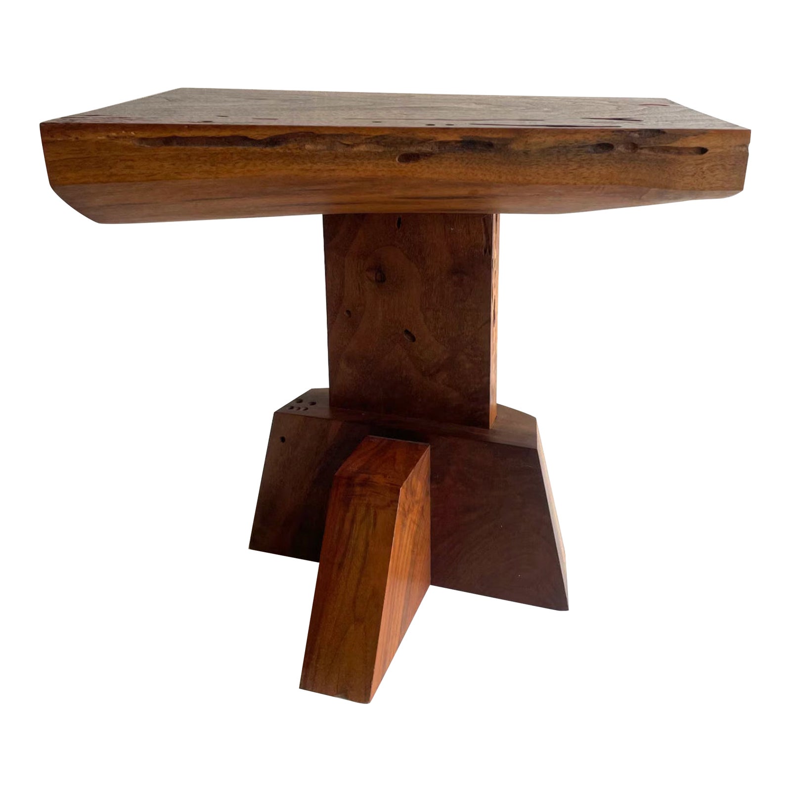 Irregular Hand Crafted Wooden End or Side Table | 1980s Rustic Interior ...