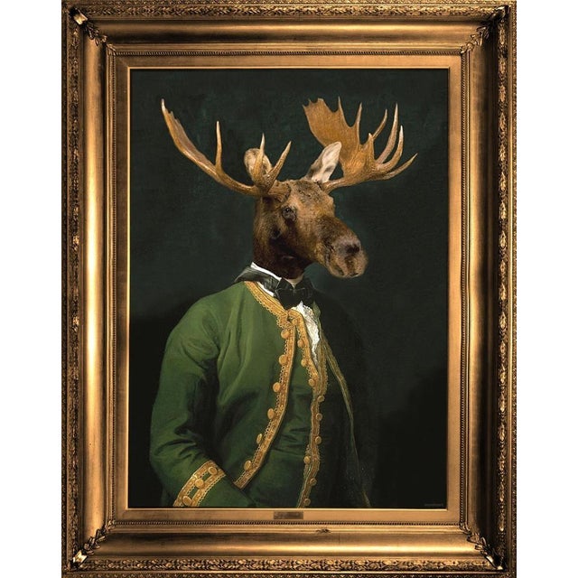 Anthropomorphic Moose Animal Portrait | Fun Wall Art | Chairish