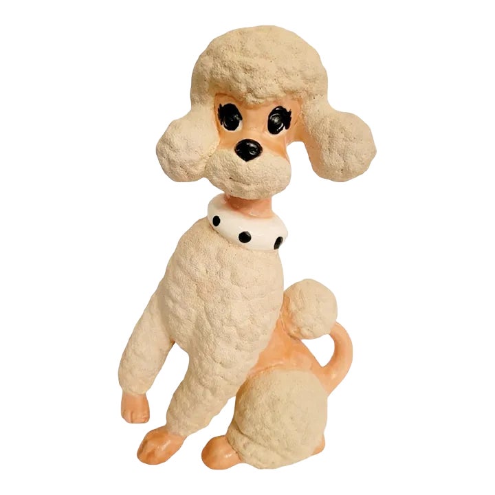 Vintage Ceramic Peach Pink Cream Sweet Regency Poodle Statue Room Decor ...