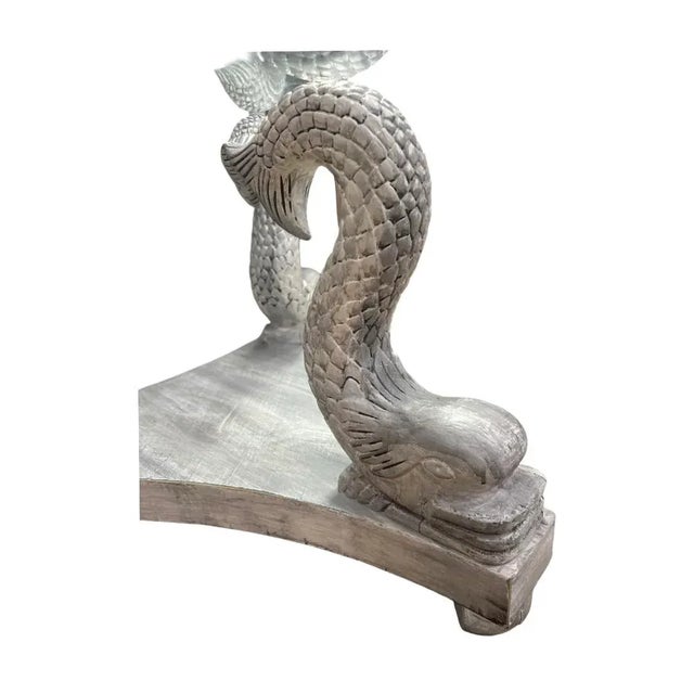 Vintage Italian Carved Wood Dolphin Design Coffee Table | Chairish