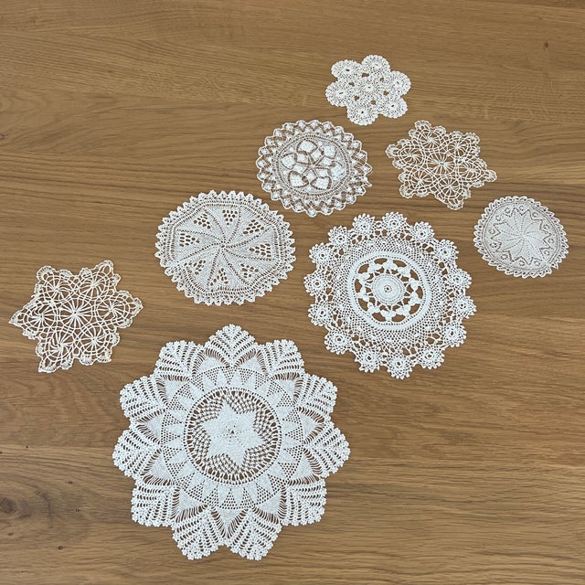 Collection of Antique Handmade Belgian Lace Snowflake Doilies- Set of 8 ...