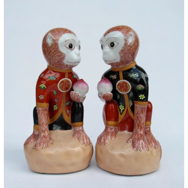 Vintage Porcelain Ceramic Hand Painted Chinoiserie Monkeys With Kimonos ...