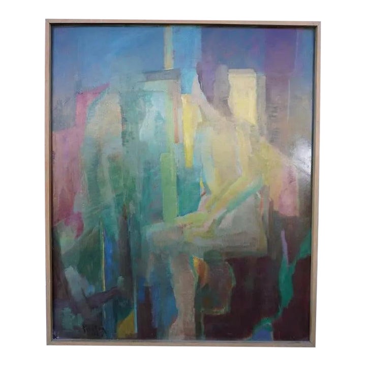 Mid 20th Century Abstract Portrait by Mina Pulsifer, Oil on Masonite ...