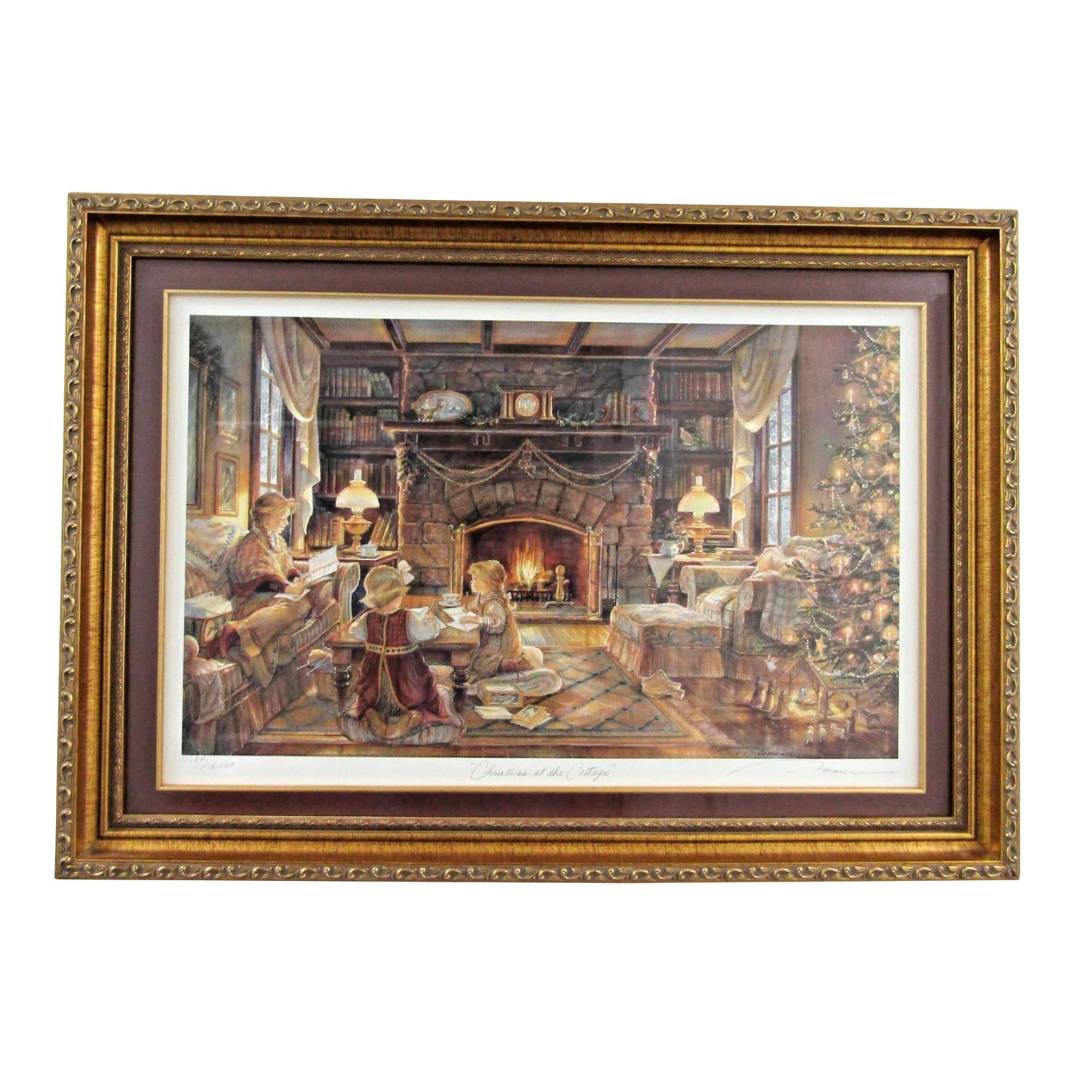 1990s Trisha Romance Christmas at the Cottage Matted and Framed ...