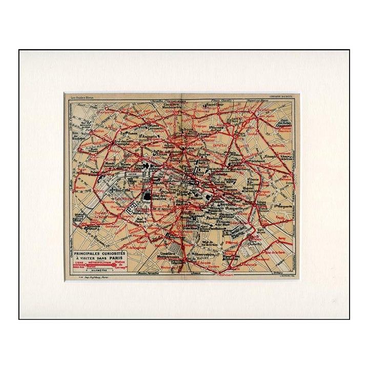 1920s, Paris Map Featuring Tourist Attractions, Original Vintage ...