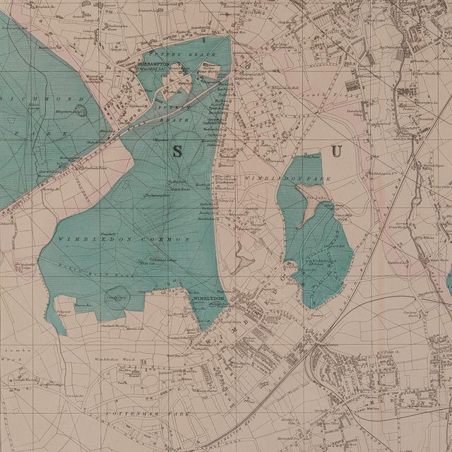 1885's Large Antique Wimbledon Map | Chairish