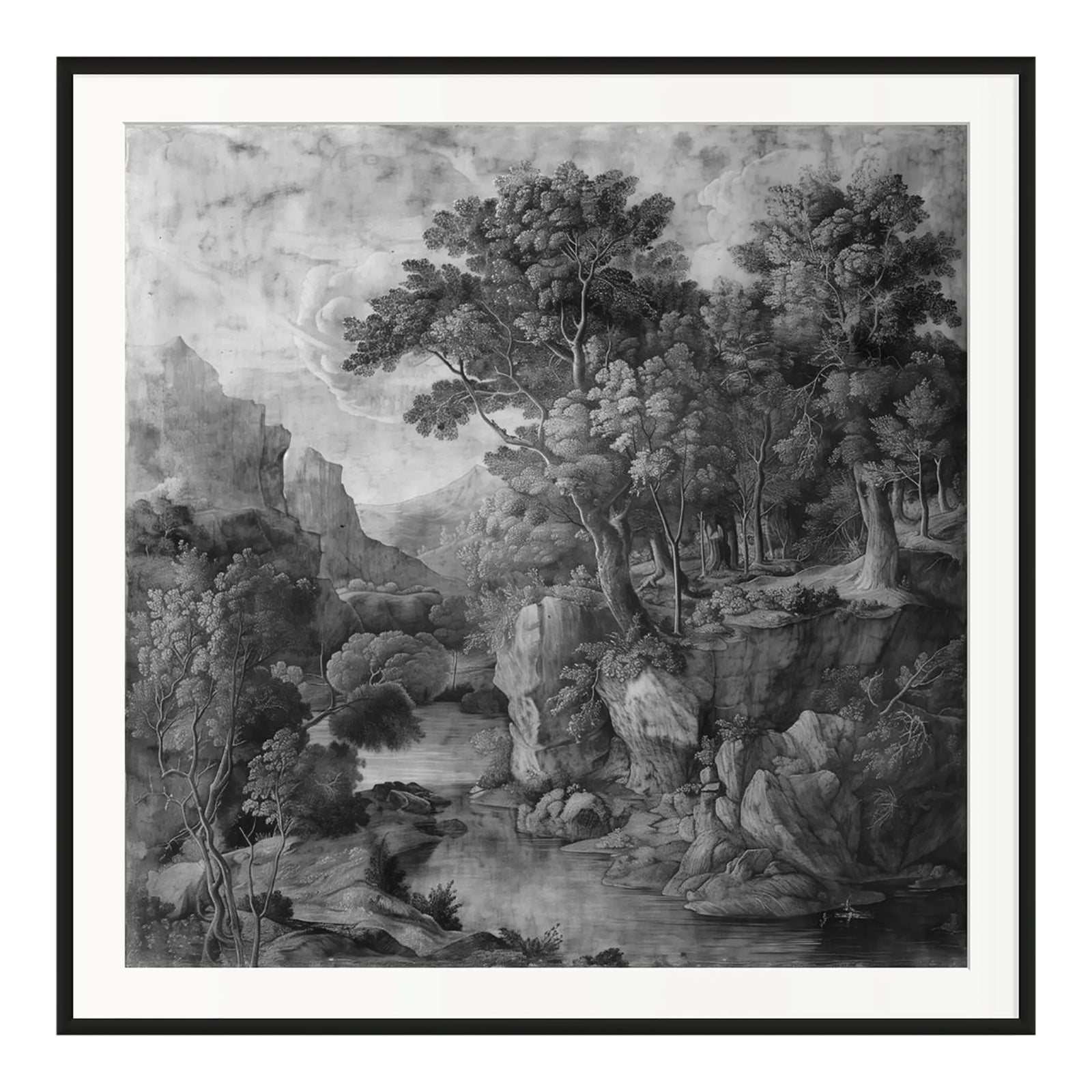 Grisaille Landscape Original Print 16th Century Style | Chairish