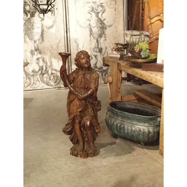 Circa 1650 Carved Hardwood Figural Cornucopia Statue From Italy | Chairish