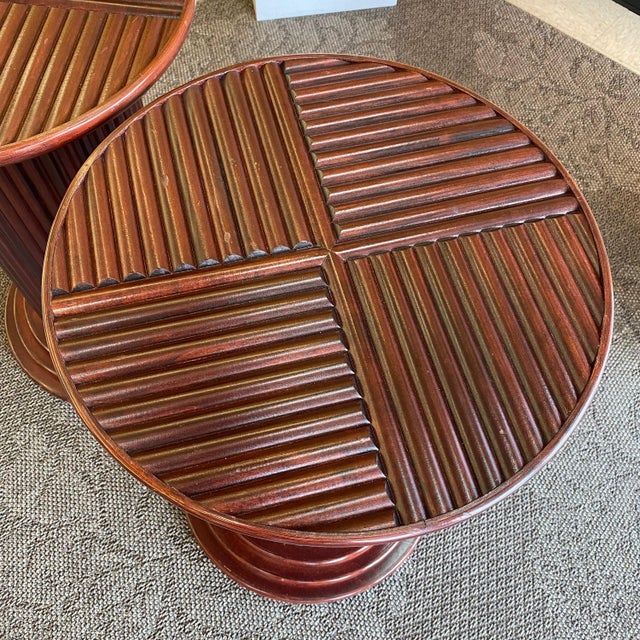 Mahogany Fluted Column Round Dining Table Bases - A Pair | Chairish