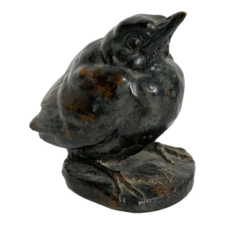 Paul Wayland Bartlett Antique Cast Bronze Baby Robin Bird Sculpture ...