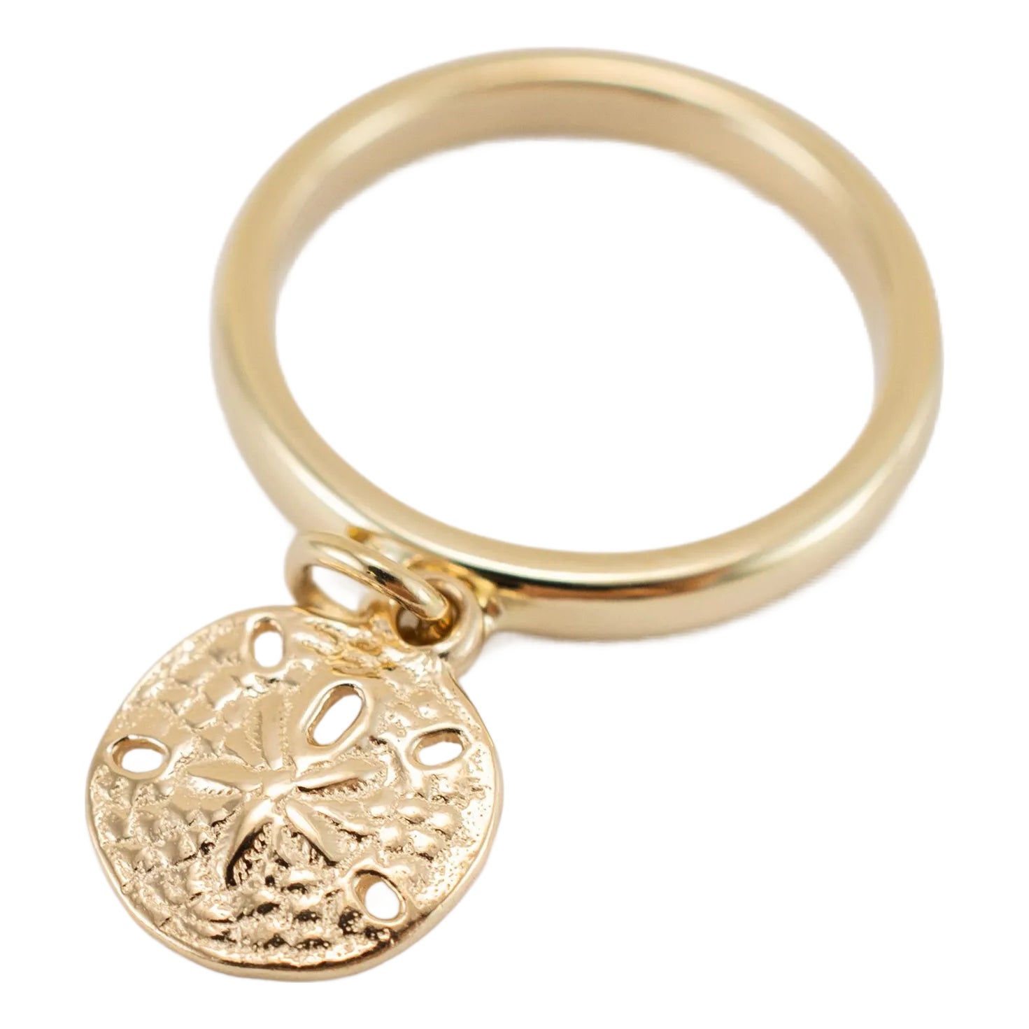 James Avery Retired 14k Yellow Gold Sand Dollar Dangle Charm Band Ring ...