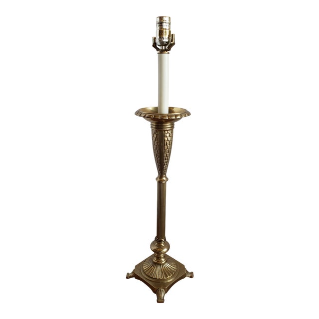 Decorative Solid Brass Candlestick Lamp | Chairish