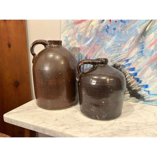 19th Century Salt Glazed Stoneware Jugs, a Pair | Chairish