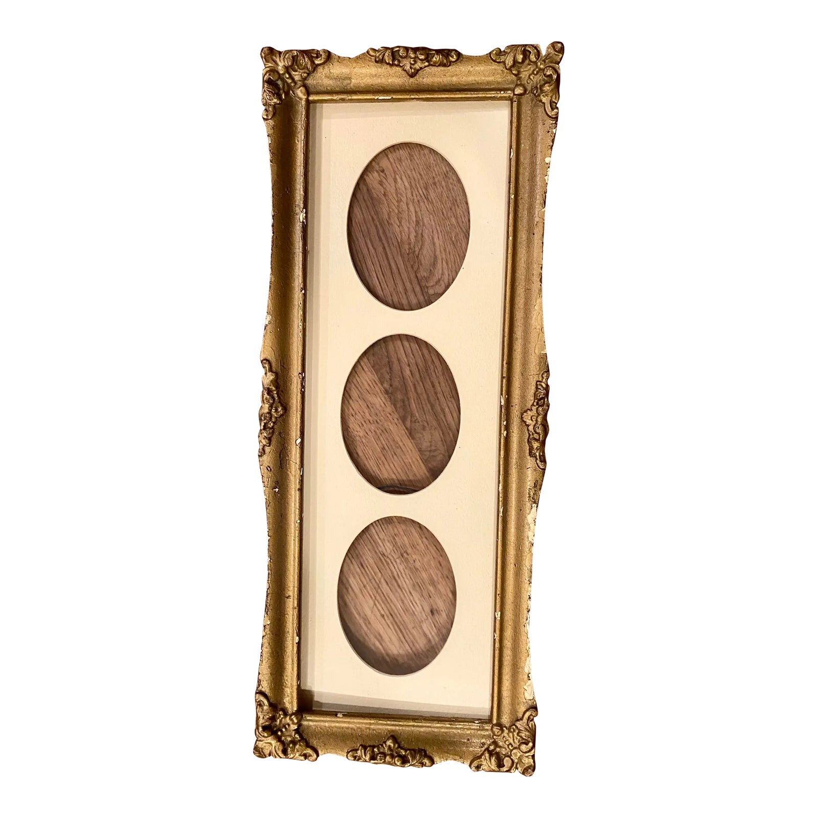 Antique Gilded Wood Ornate Scroll Rectangular Picture Frame With 3 ...