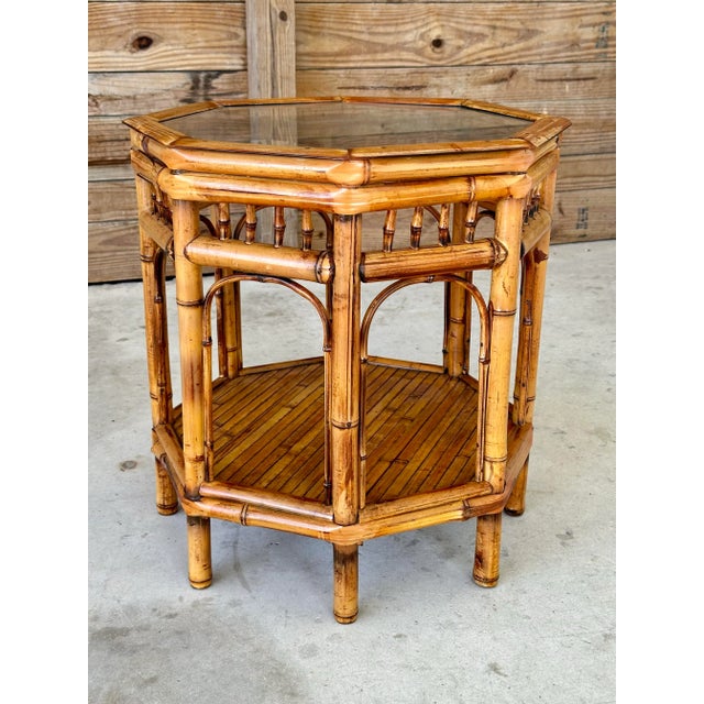 Mid-20th Century Coastal Brighton Pavillion Style Bamboo Side Table ...