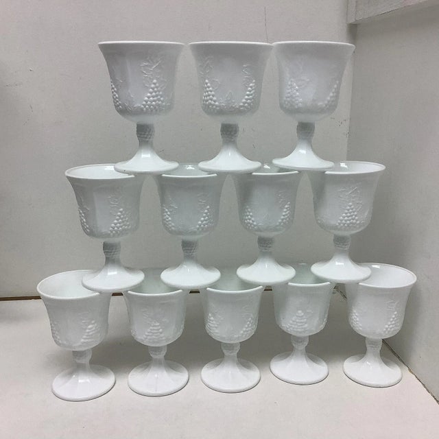 Vintage Traditional White Milk Glass Wine/Water Goblets- Set of 12 ...