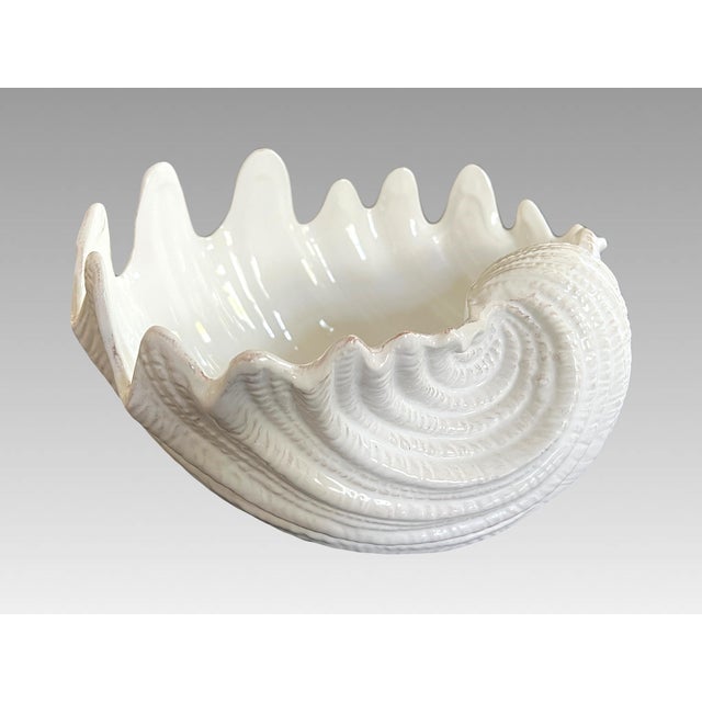 Large White Porcelain Coastal Sea Shell (Giant Clam Shell Bowl/Vide ...
