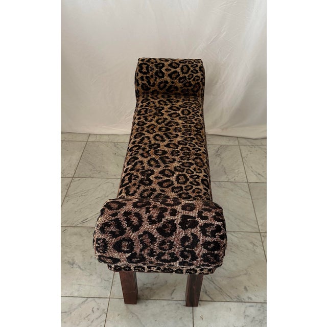 1970’s Leopard Print Rolled Arm Bench | Chairish