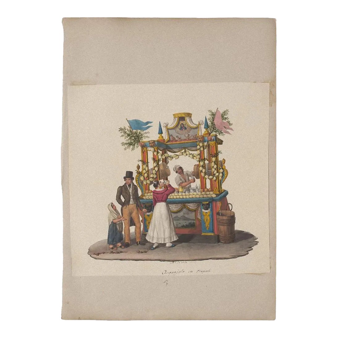 Michela De Vito, Drinks Seller, Original Gouache, 18th Century | Chairish