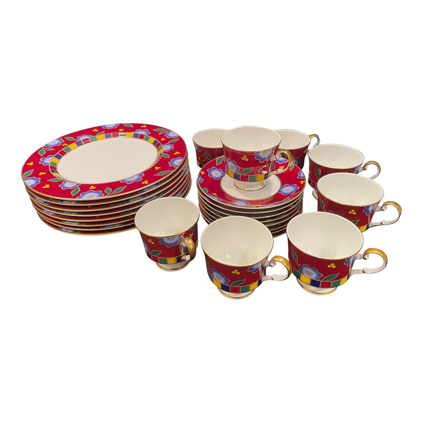 Late 20th Century Tea Ceremony Persian Red Bone China Set by Cathy ...