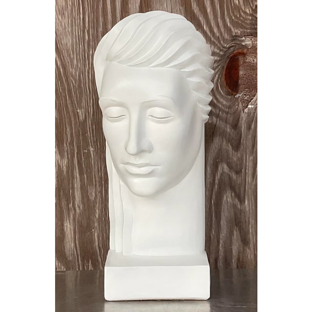 Vintage Deco Plaster Bust of Female | Chairish