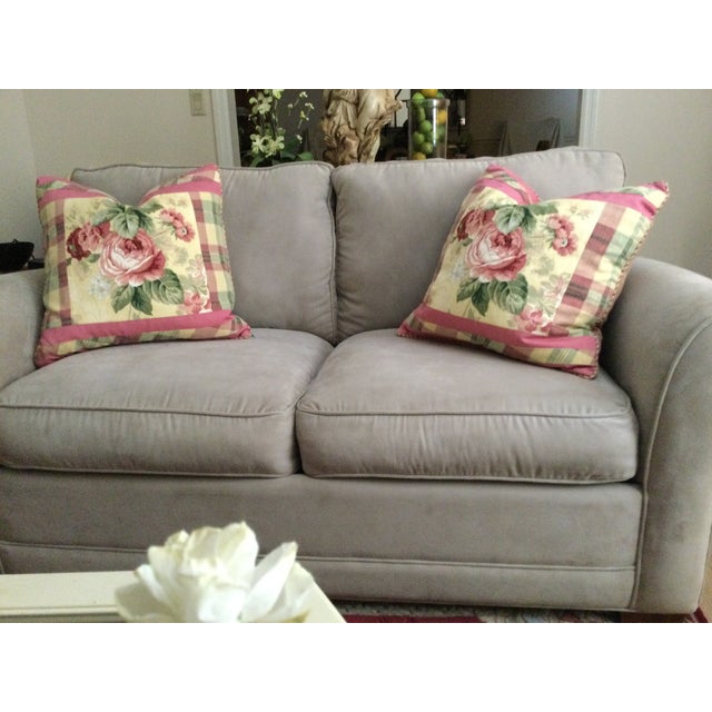 1990s Floral and Plaid Feather Filled Pillows- a Pair | Chairish