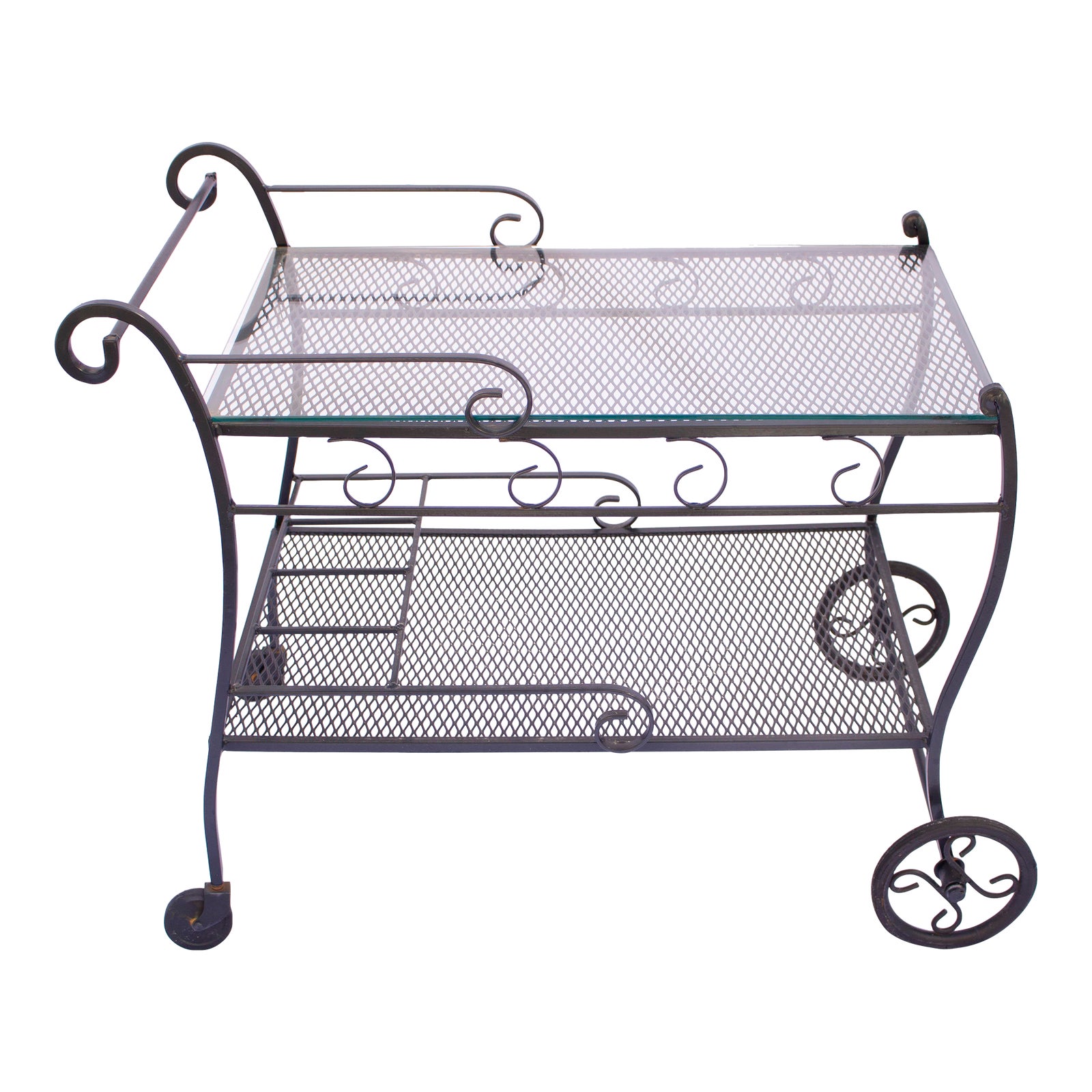 1950s Black Metal Rolling Bar Cart | Chairish