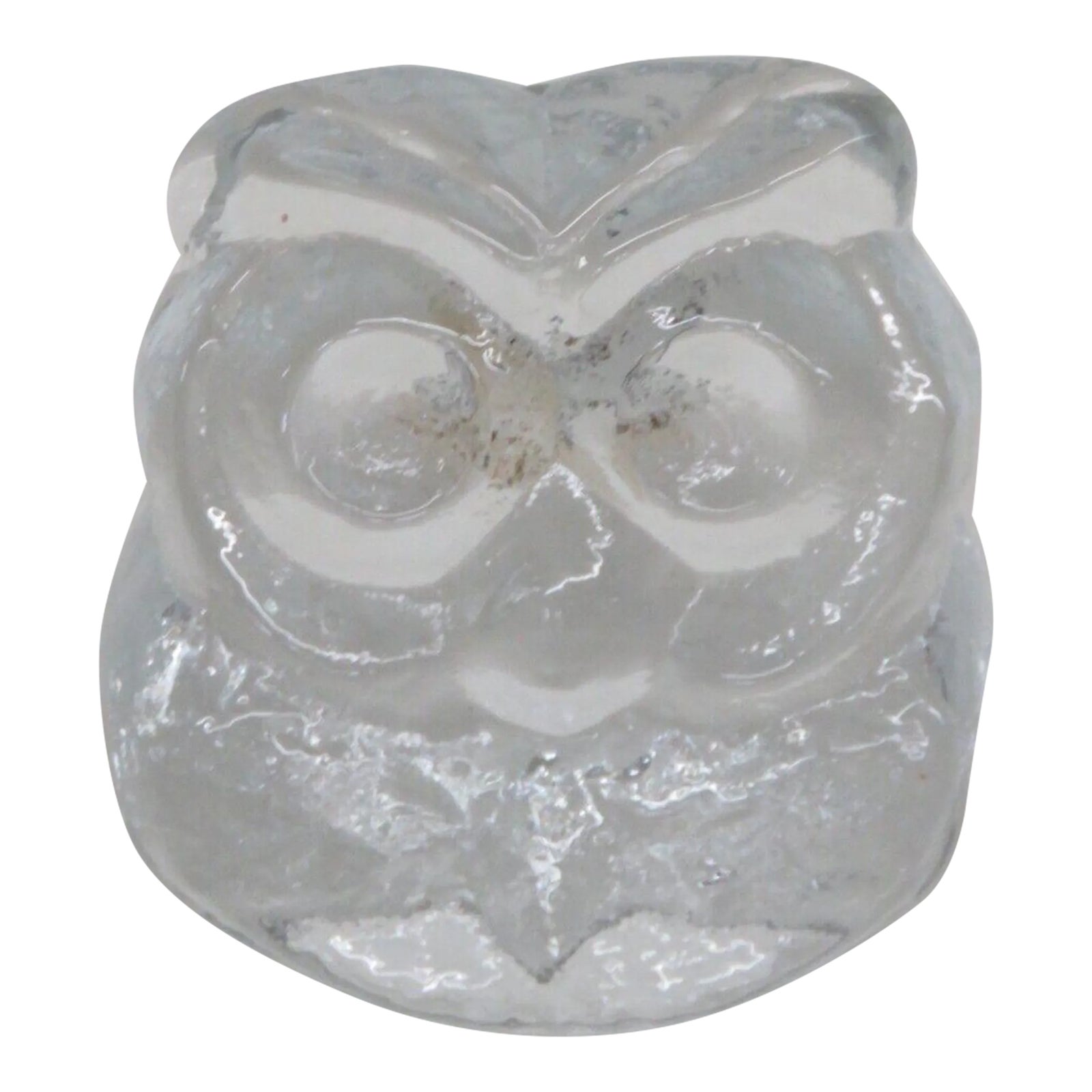 Blenko Crystal Art Glass Owl Bird Paperweight Sculpture | Chairish