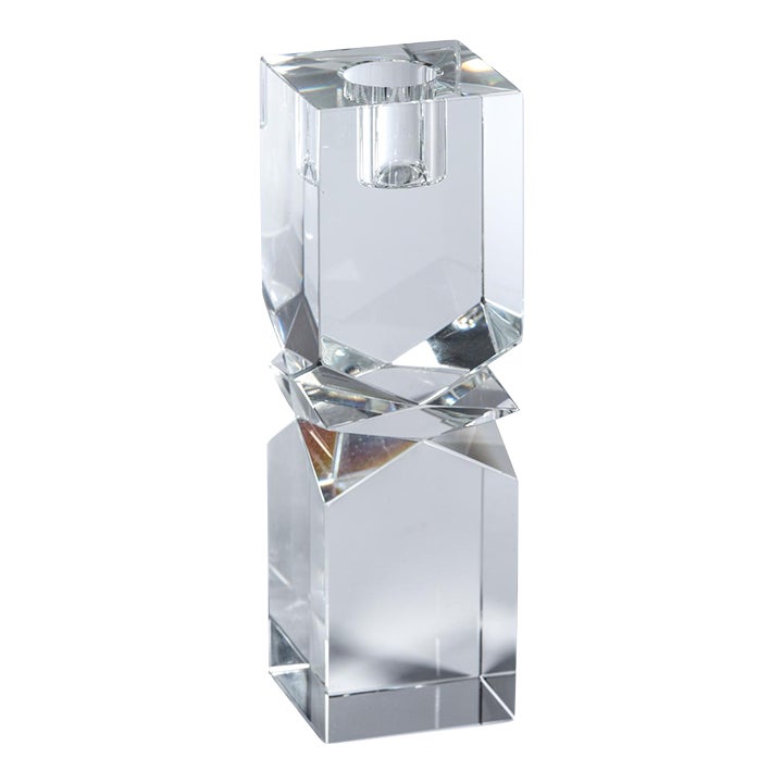 Verdun Artistry Crystal Glass Candlestick, Medium, Plain Clear | Chairish