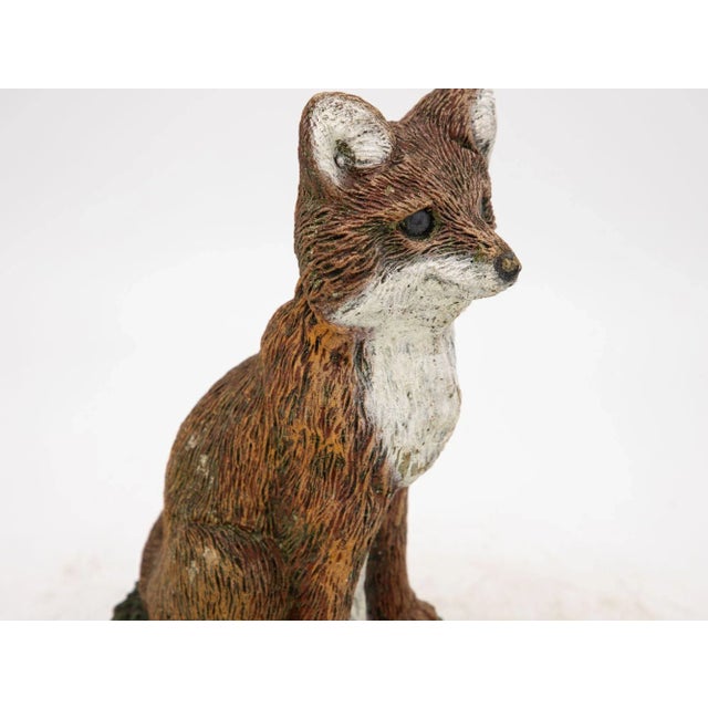 Reconstituted Stone Fox Small Garden Ornament, 20th Century | Chairish