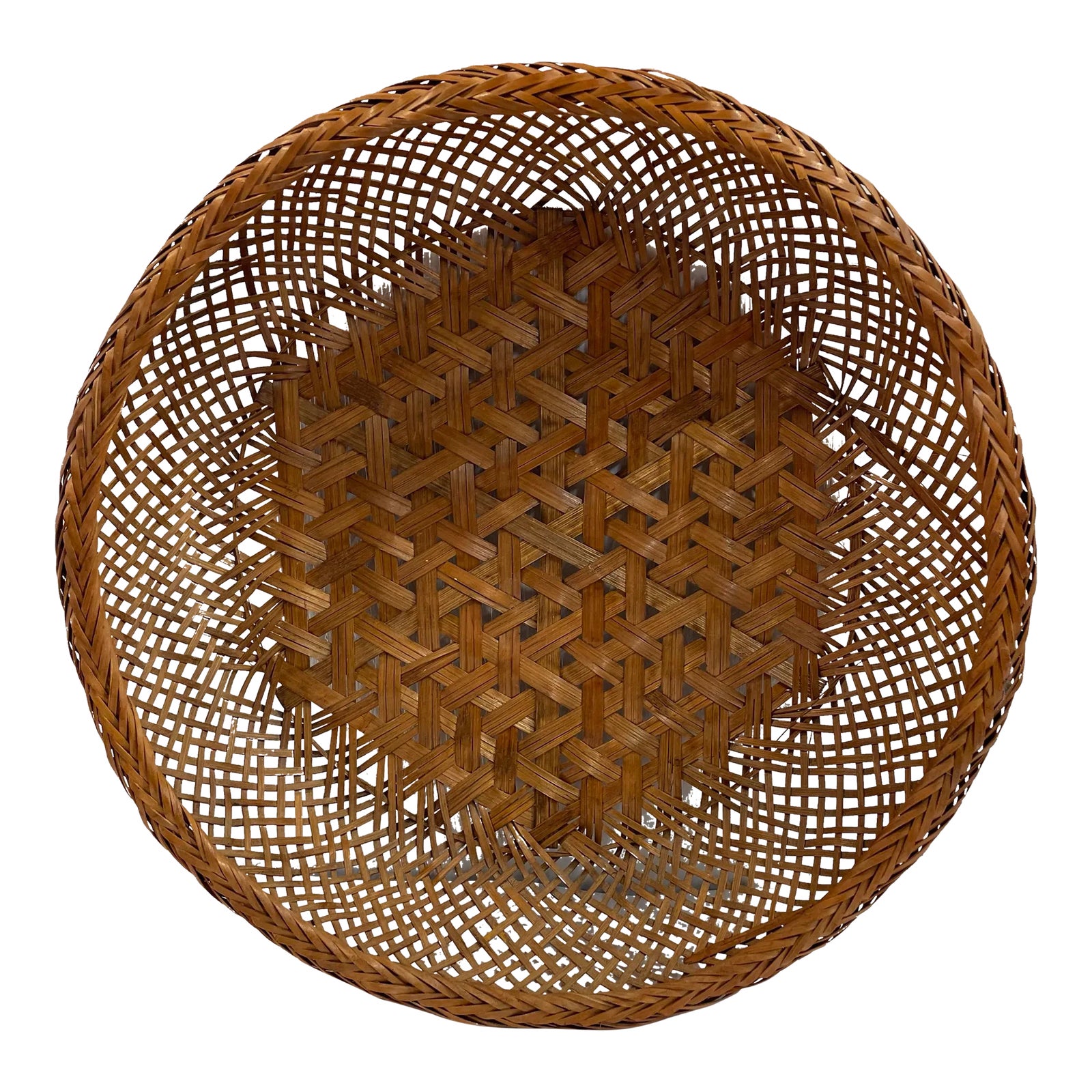 Vintage Loose Weave Round Basket | Chairish