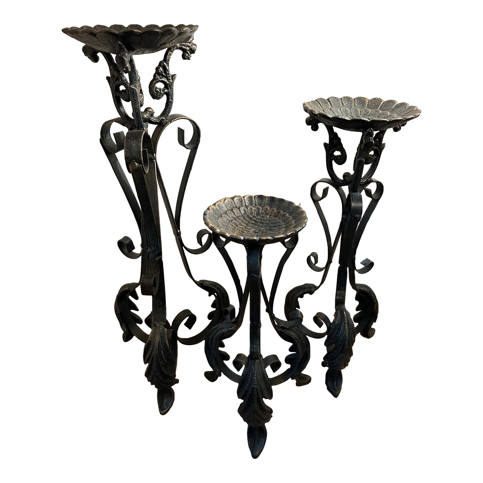 Set of 3 Vintage Wrought & Metal Candle Holders | Chairish